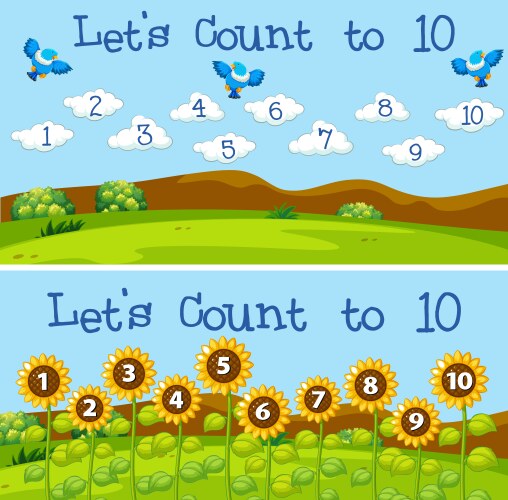Lets count to 10 scene Royalty Free Vector Image