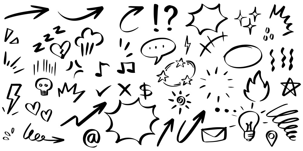 Cute doodle emoticons with facial expressions Vector Image