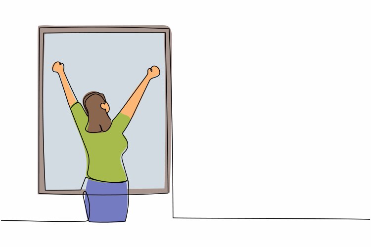 Single one line drawing back view young couple Vector Image