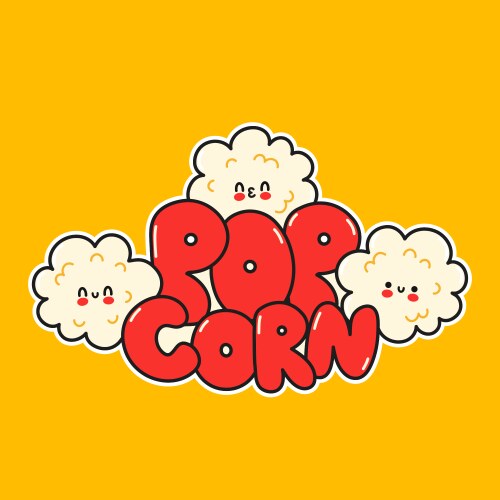 Cute happy funny popcorn logo template design Vector Image