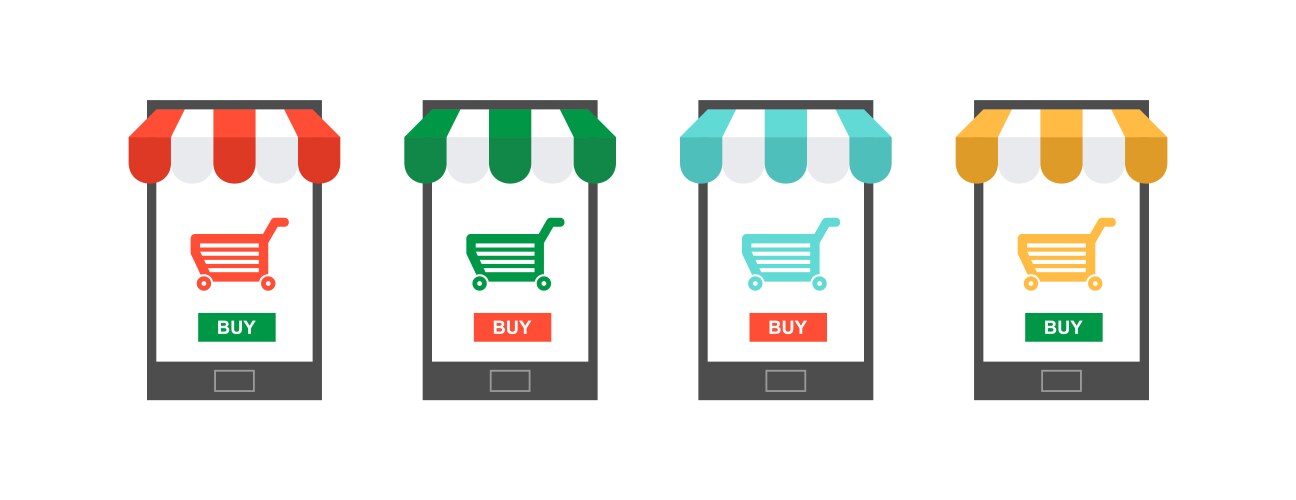 Online and offline store - retail businesses work Vector Image