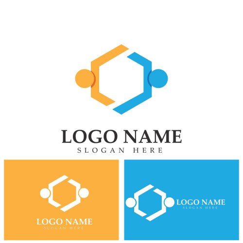 Teamwork connecting people hexagon concept logo Vector Image