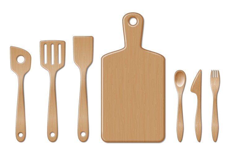 Wood utensils Royalty Free Vector Image - VectorStock