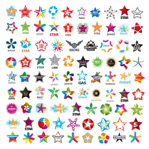 Biggest collection of logos stars Royalty Free Vector Image