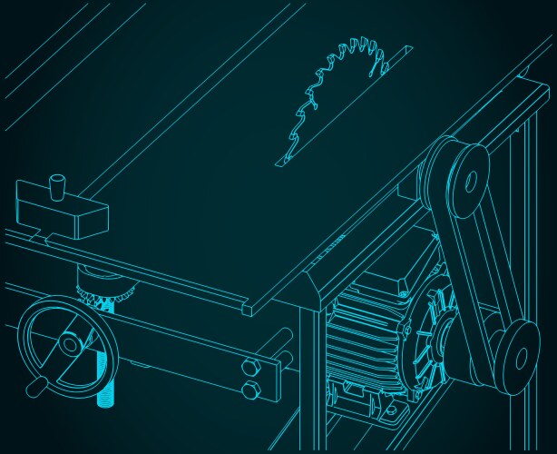 Table saw isometric drawings Royalty Free Vector Image