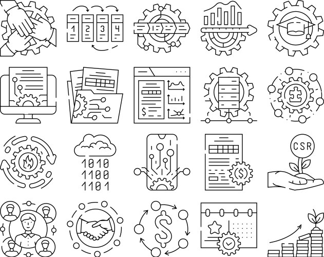 Business process technology chart icons set Vector Image
