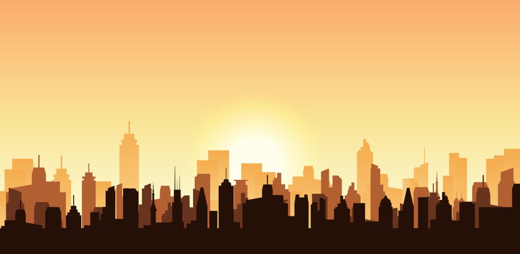Sunset cityscape background Royalty Free Vector Image