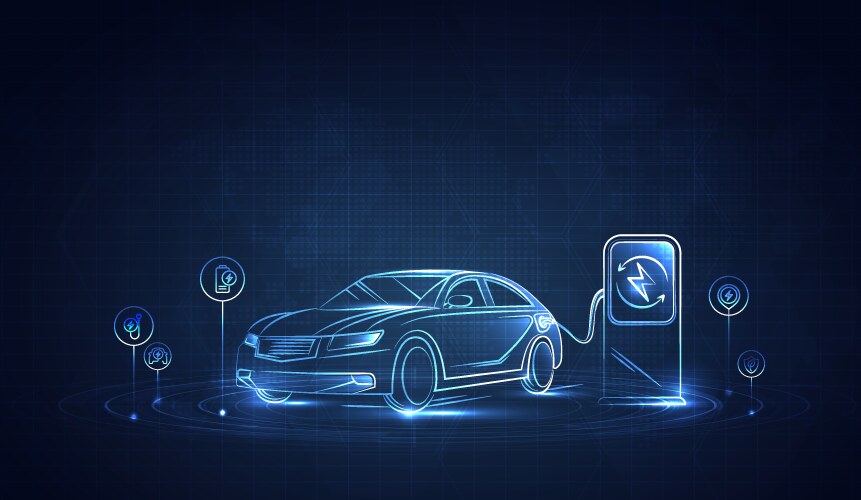 Ev electric car connect to charging station Vector Image