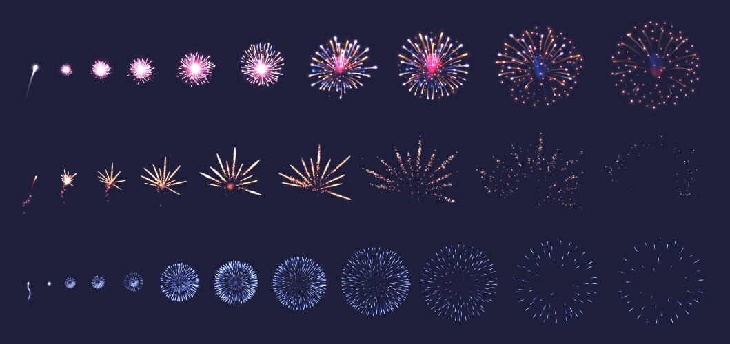 Fireworks sparkles in circles 3d realistic Vector Image