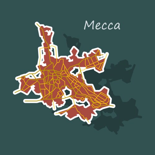 Mecca map saudi arabia flat Royalty Free Vector Image