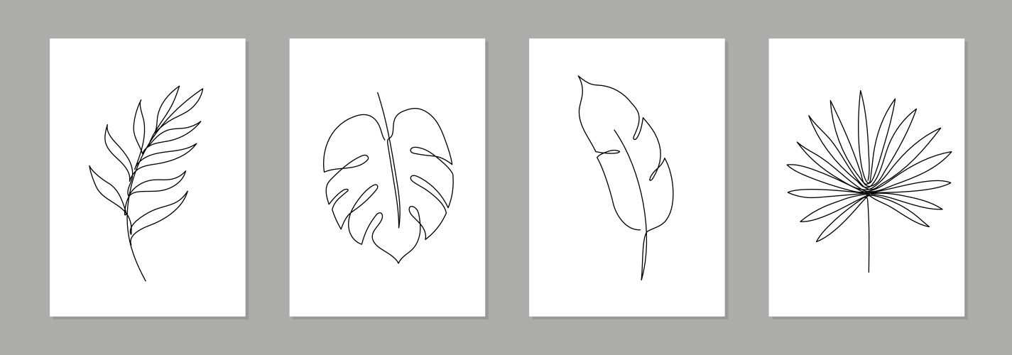 Outline boho branch eucalyptus leaf set one Vector Image