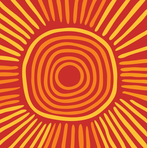 Stylized sun australian art aboriginal painting Vector Image