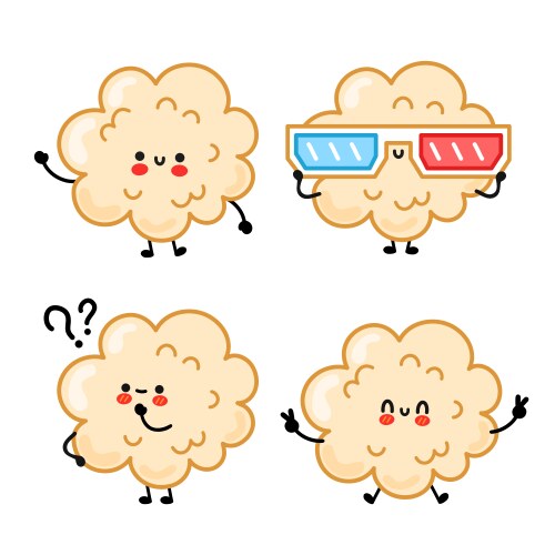 Cute happy funny popcorn logo template design Vector Image