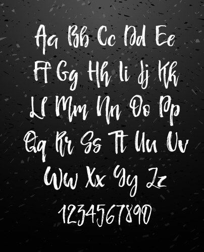 Calligraphic straight font letters on black Vector Image