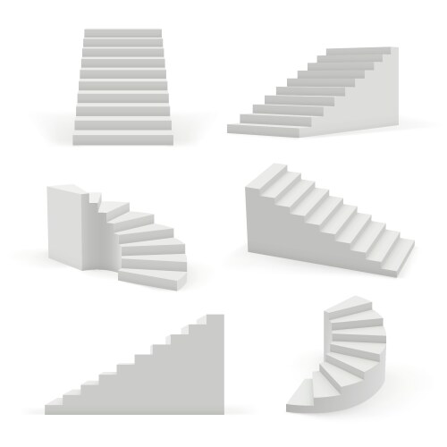 Architecture white realistic stairs 3d simple Vector Image