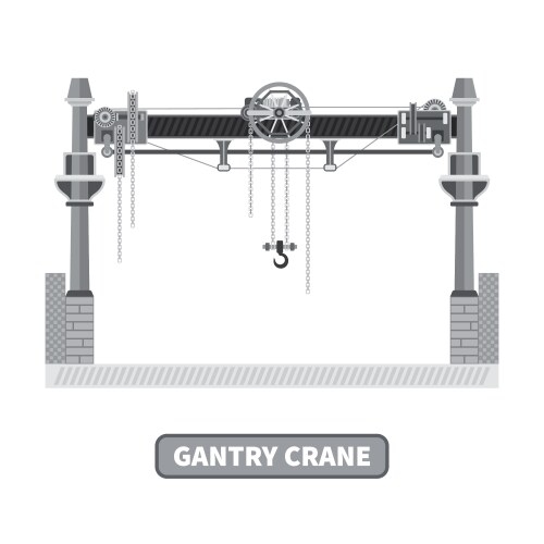 Gantry crane lifting cargo container freight Vector Image