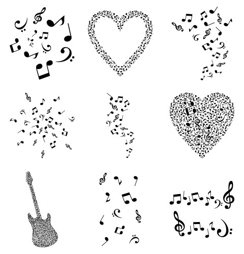 Watercolor musical notes Royalty Free Vector Image