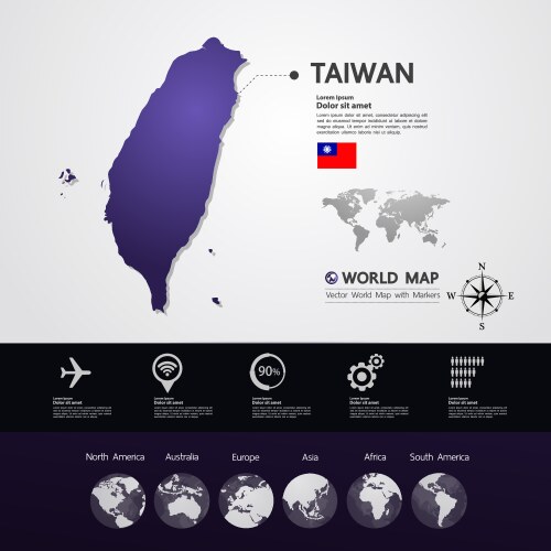 Detailed map of taiwan and capital city taipei Vector Image