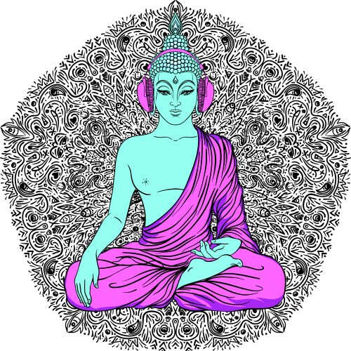Peace and love colorful buddha in rainbow glasses Vector Image
