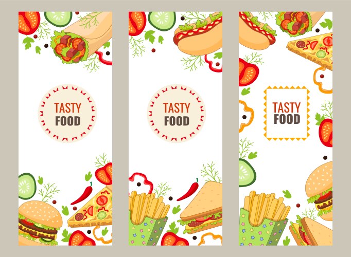Cartoon flat fast food set isolated Royalty Free Vector
