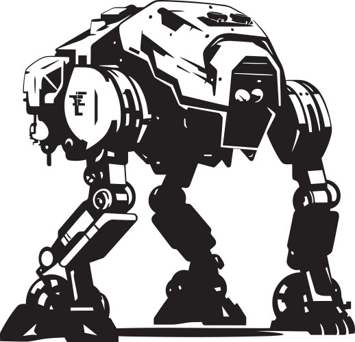 Combat cyborg war robot logo icon metallic Vector Image