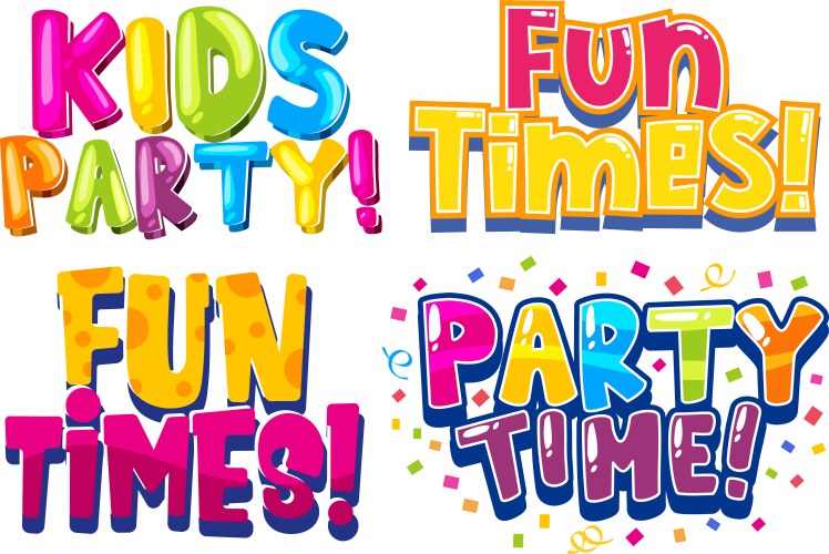 Font design for word fun times with happy kids Vector Image