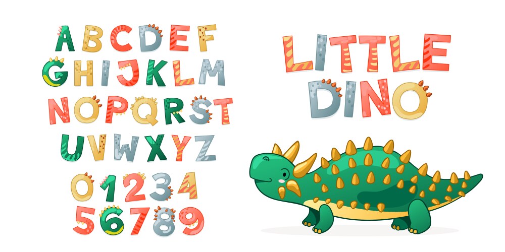 Cartoon cute dinosaur alphabet Royalty Free Vector Image