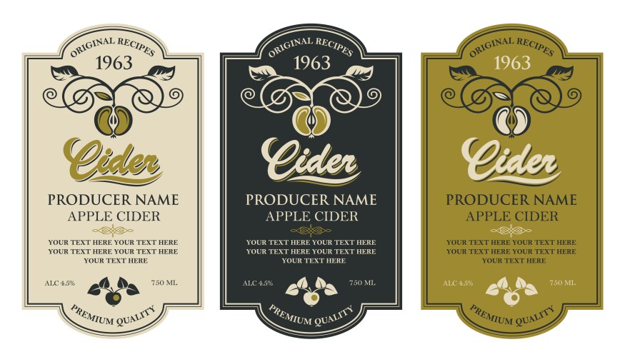 Labels for cider Royalty Free Vector Image - VectorStock