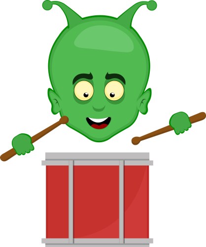 Green alien et head cartoon hand gesture you Vector Image