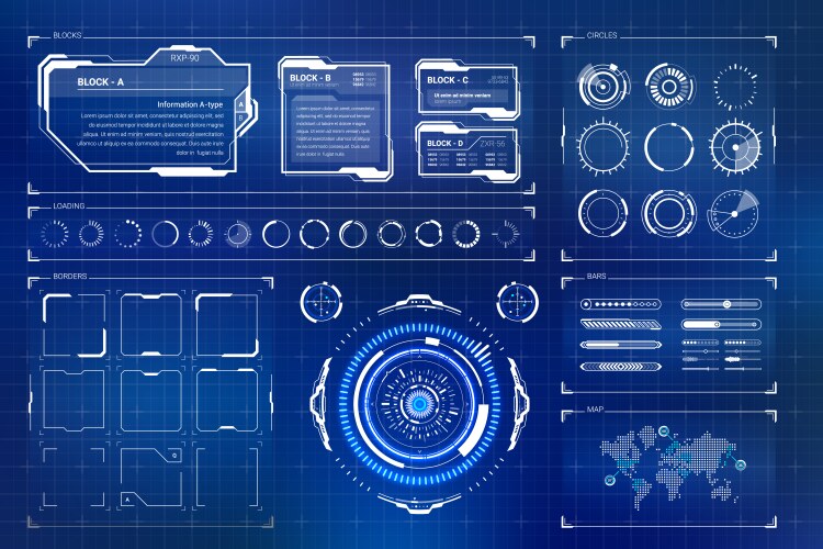 Hud ui elements sci fi infographic modern space Vector Image