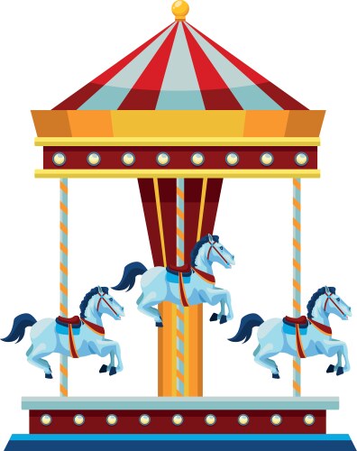 Carousel swing ride theme park cartoon Royalty Free Vector