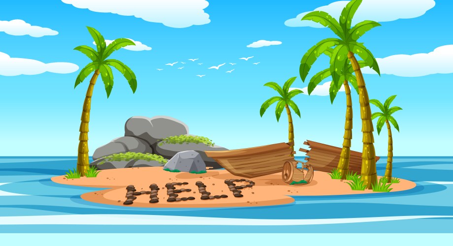 Cartoon funny pirates island flat Royalty Free Vector Image