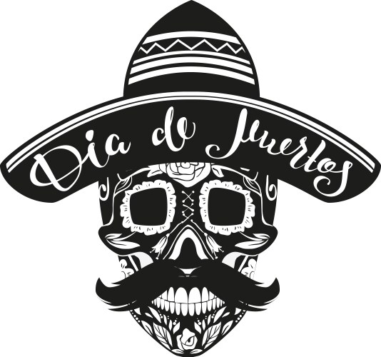 Woman dia de los muertos outline Royalty Free Vector Image