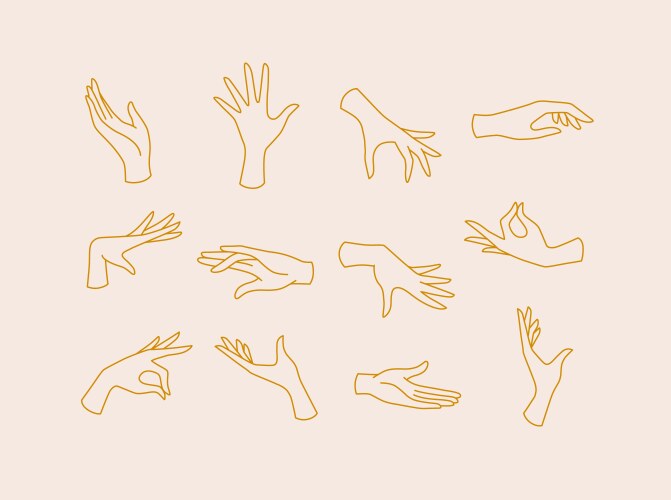 Two contoured hands reaching for each other Vector Image
