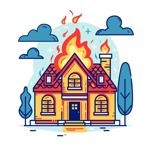 House fire graphic artwork intense flames Vector Image