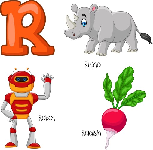 Cute kids cartoon alphabet letter r Royalty Free Vector