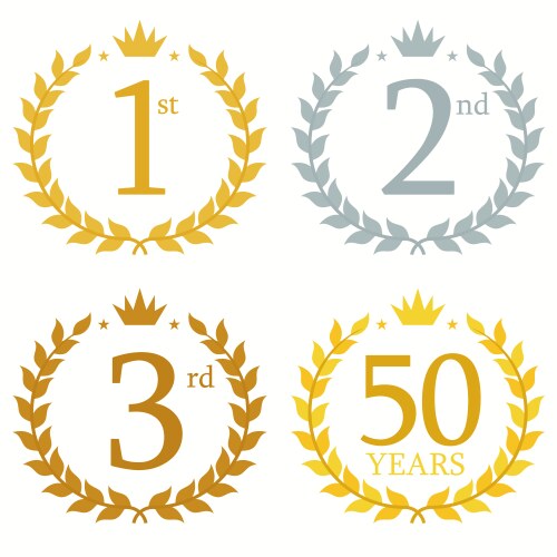 Gold silver bronze award sport 1st 2nd 3rd place Vector Image