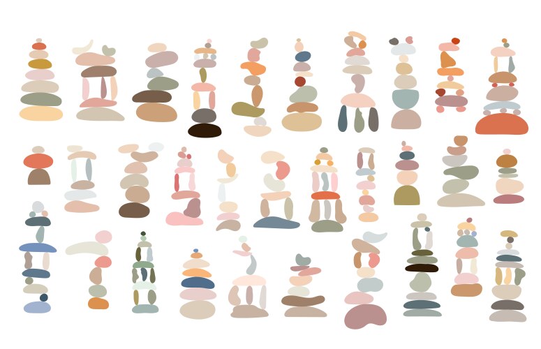 Rock stone set with grass cartoon in flat style Vector Image