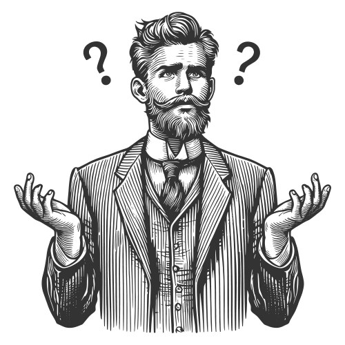 Confused man with dilemma Royalty Free Vector Image