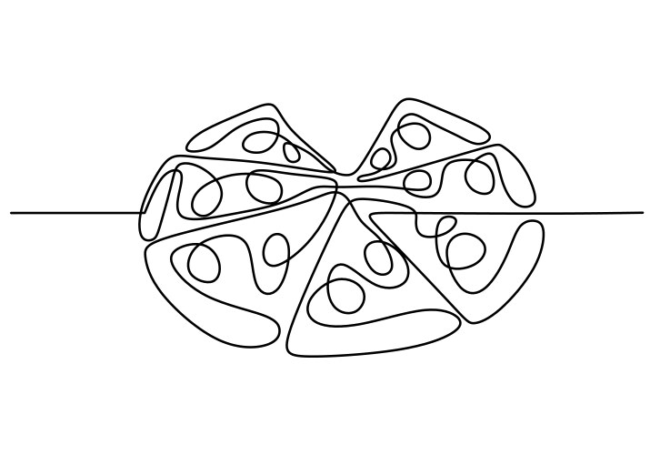 Pepperoni pizza line art Royalty Free Vector Image