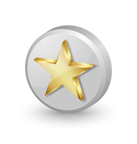 Golden token decorated with stars placed on white Vector Image
