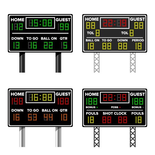Mechanical scoreboard with time and score home Vector Image