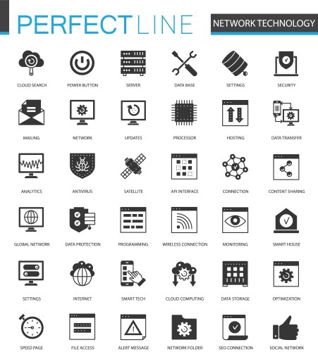 Network equipment icon set Royalty Free Vector Image