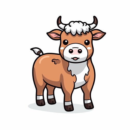 Bullock hand-drawn doodle style cartoon Royalty Free Vector