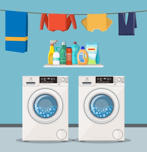 Wash machine laundry service Royalty Free Vector Image