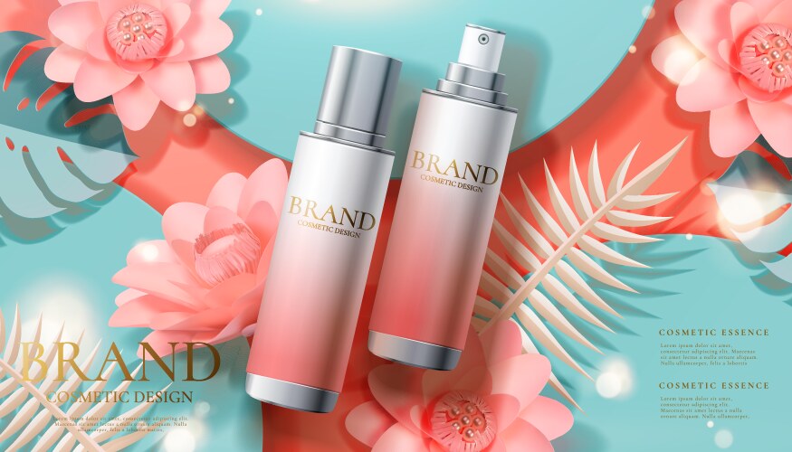 Cosmetic spray bottle ads Royalty Free Vector Image