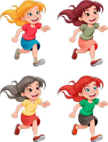 A cute girl running Royalty Free Vector Image - VectorStock
