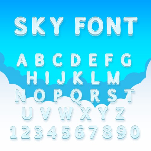 Clouds alphabet on a blu sky background Royalty Free Vector