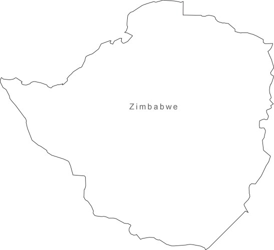 Zimbabwe - solid black outline border map Vector Image