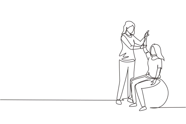 Continuous one line drawing physiotherapy Vector Image